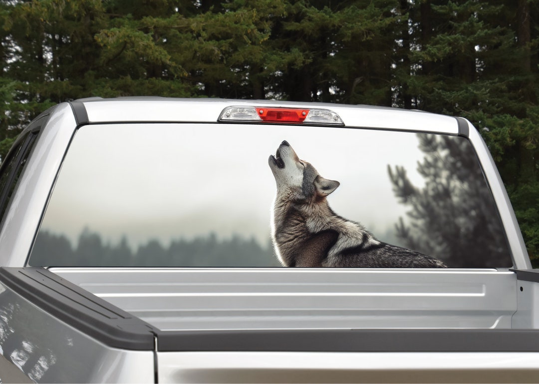 Wolf Howling V2 Mountain Forest Scenery Rear Window Graphic Decal for ...