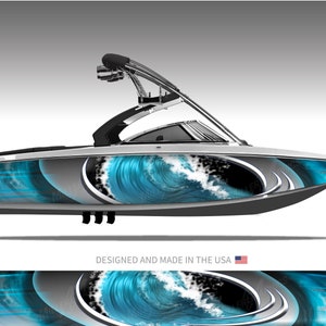 Blue Wave Abstract Boat Wrap Kit Vinyl Graphic Decal 3M - 15 Sizes ...