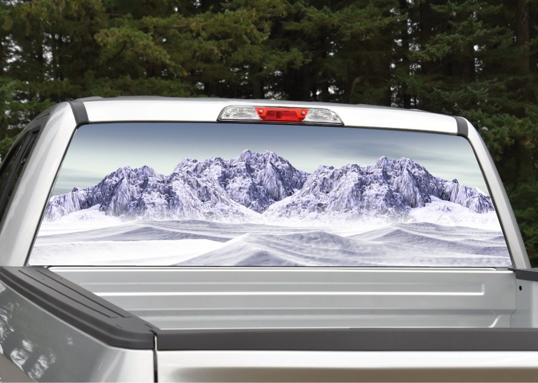 Winter Mountain Scene Rear Window Graphic Decal Truck SUV (perforated ...