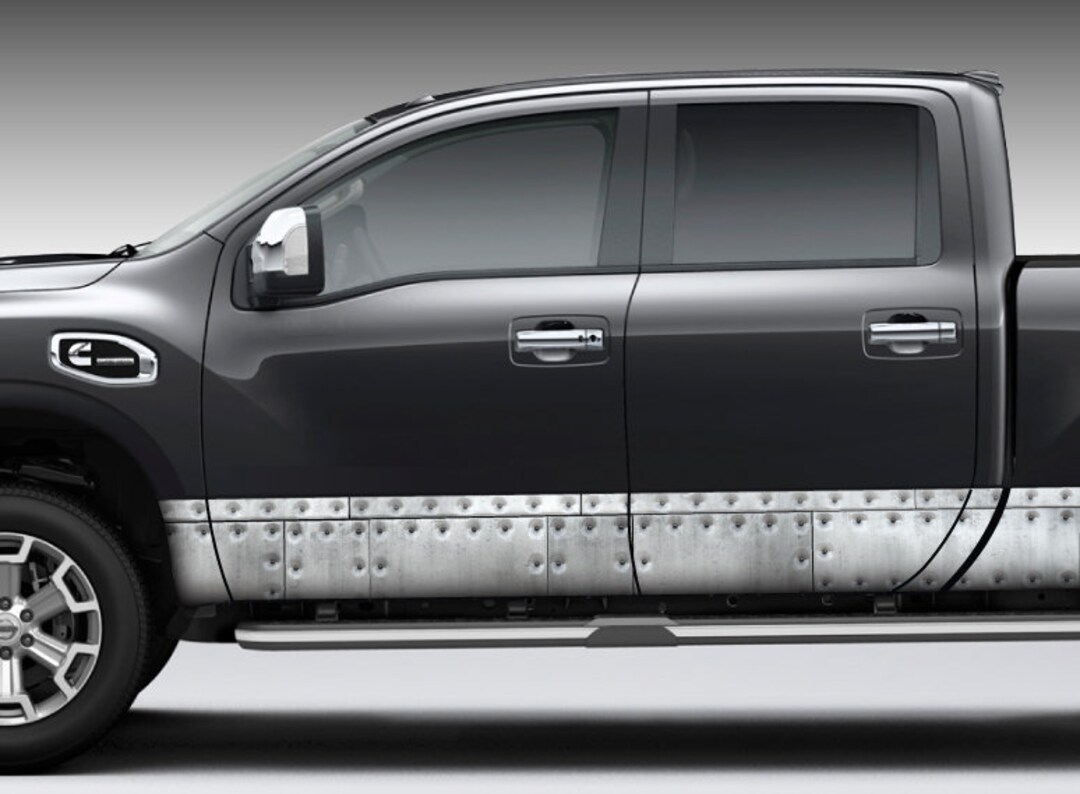Riveted Metal Distressed Rocker Panel Graphic Decal Wrap Kit Truck SUV ...