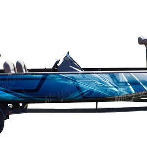 Cyber (blue) Abstract Boat Wrap Kit Vinyl Graphic Decal 3M - 15 Sizes ...