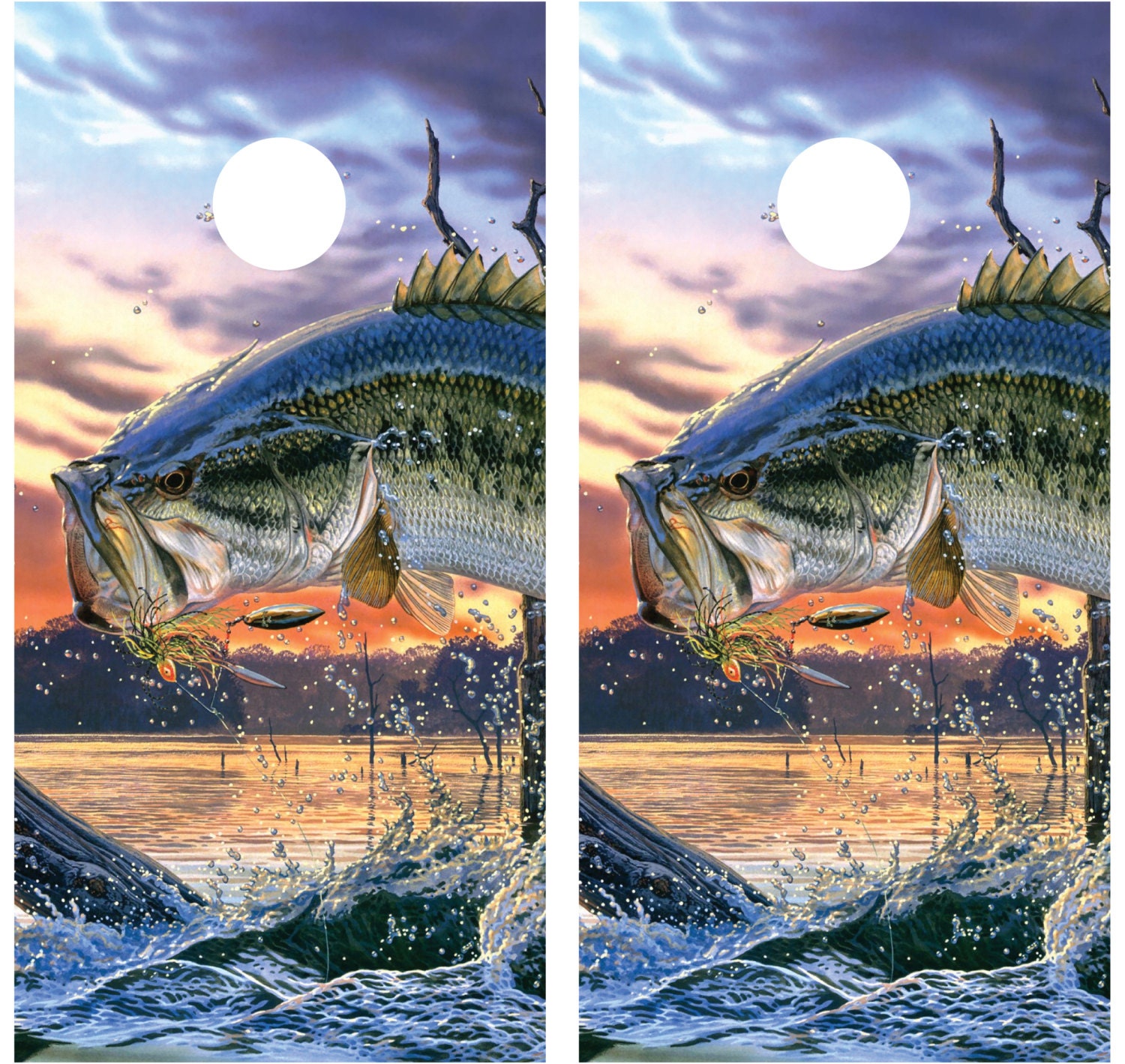 Bass Jumping Fishing Cornhole Decal Wrap | Etsy