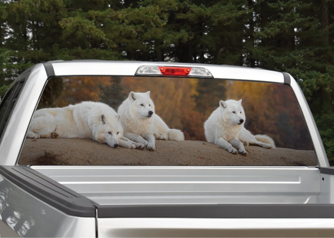 Wolves White #2 Scenery Rear Window Graphic Decal for Truck SUV ...
