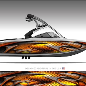 Hydroplane (orange) Abstract Boat Wrap Kit 3M Premium Cast Vinyl - 15 ...