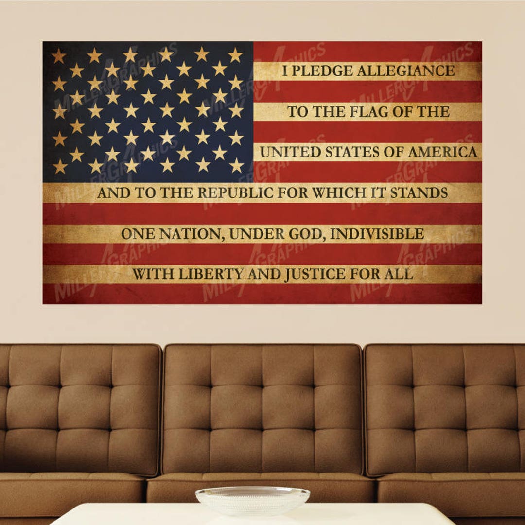 American Flag Pledge of Allegiance Vintage Wall Decal Sticker Graphic ...
