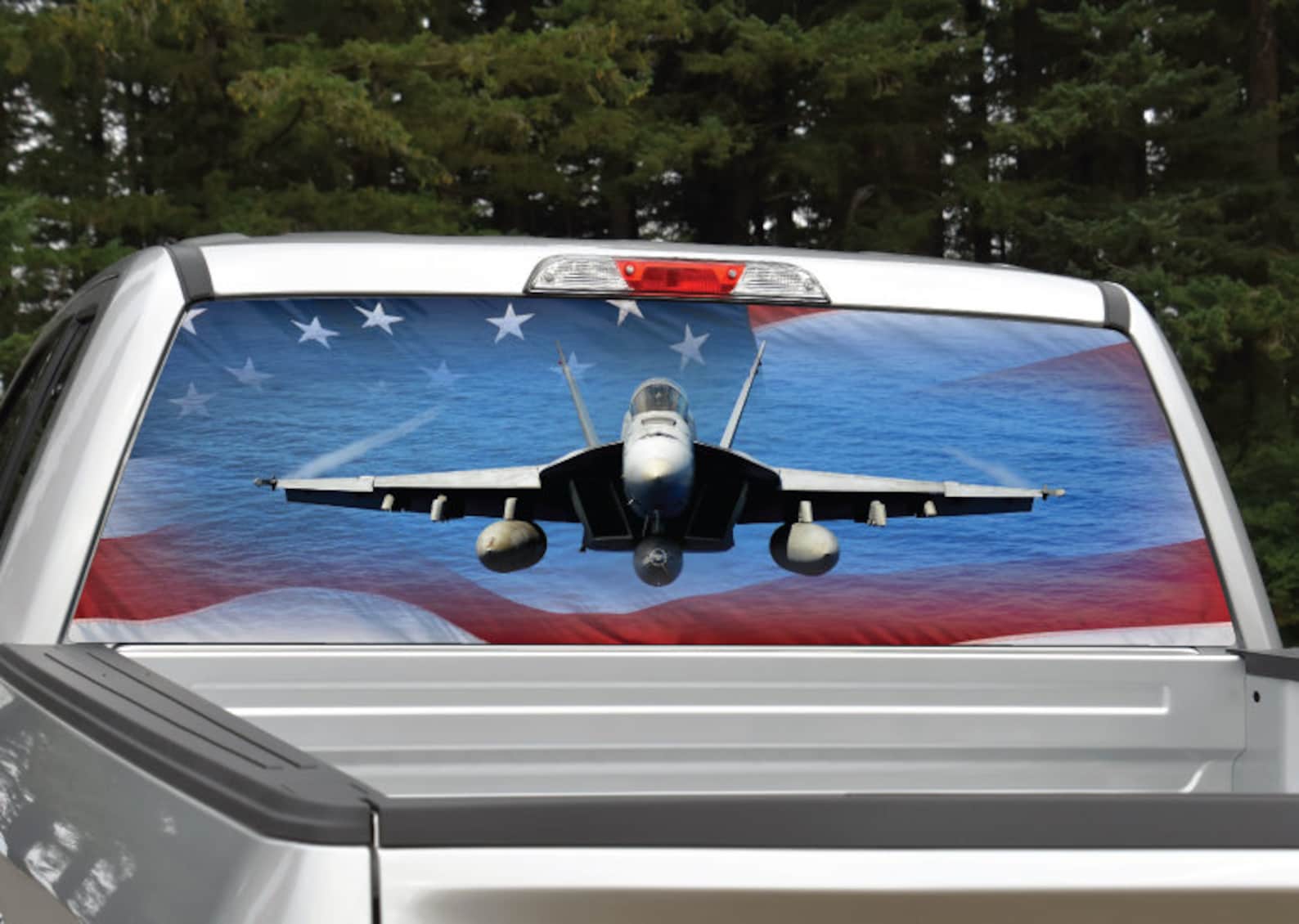 Fighter Jet American Flag Air Force Rear Window Graphic Decal ...