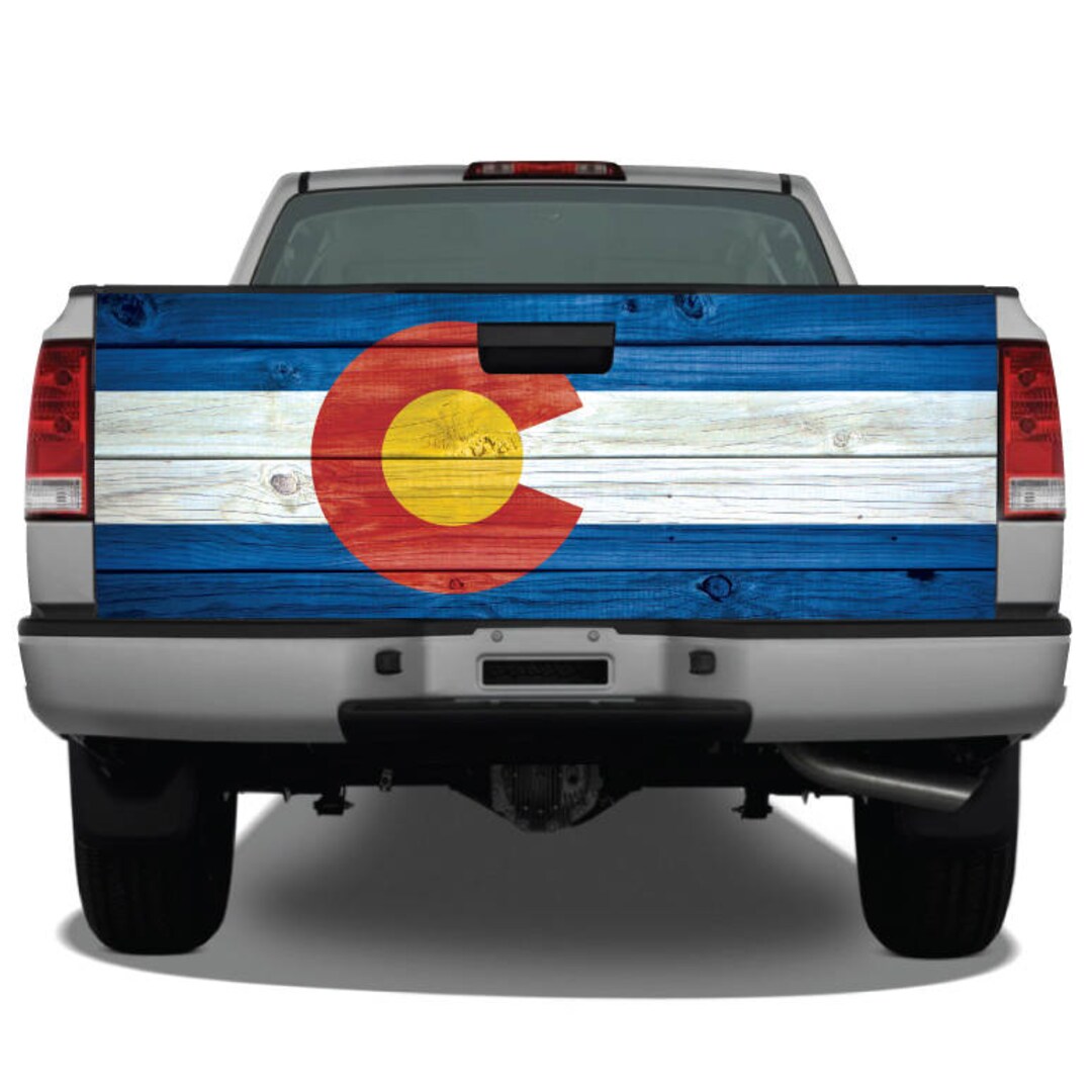 Colorado Flag Distressed Wood Vintage Truck Tailgate Wrap Vinyl Graphic ...