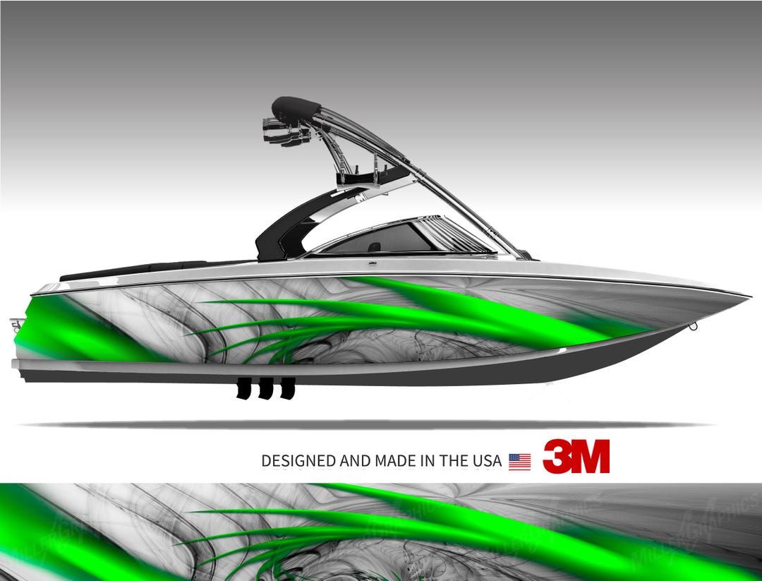 Sidewinder (green) Boat Wrap Kit Vinyl Graphic Decal 3M - 15 Sizes ...