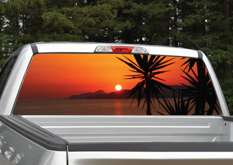 Beach Sunset 3 Rear Window Graphic Decal perforated - Etsy