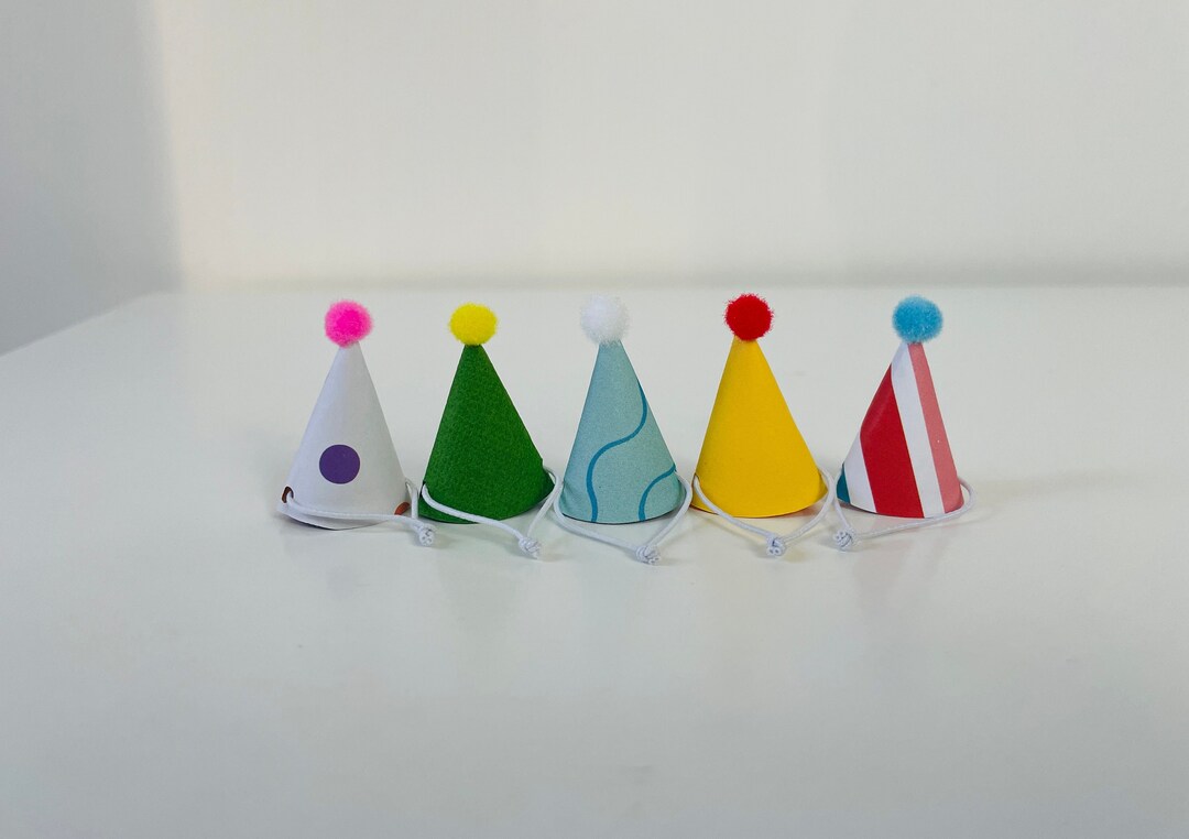Set of TEN MINI Party Hats for Animals, Cupcake, Cake Topper or Decor ...