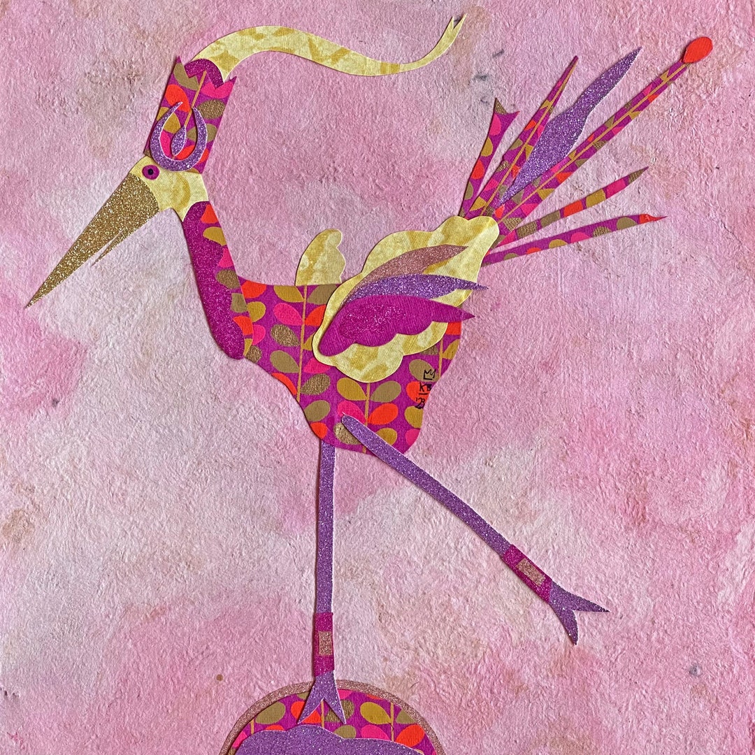 Ephemeral Bird, 12x12 Framed, Original, Cut Paper on Specialty Papers ...