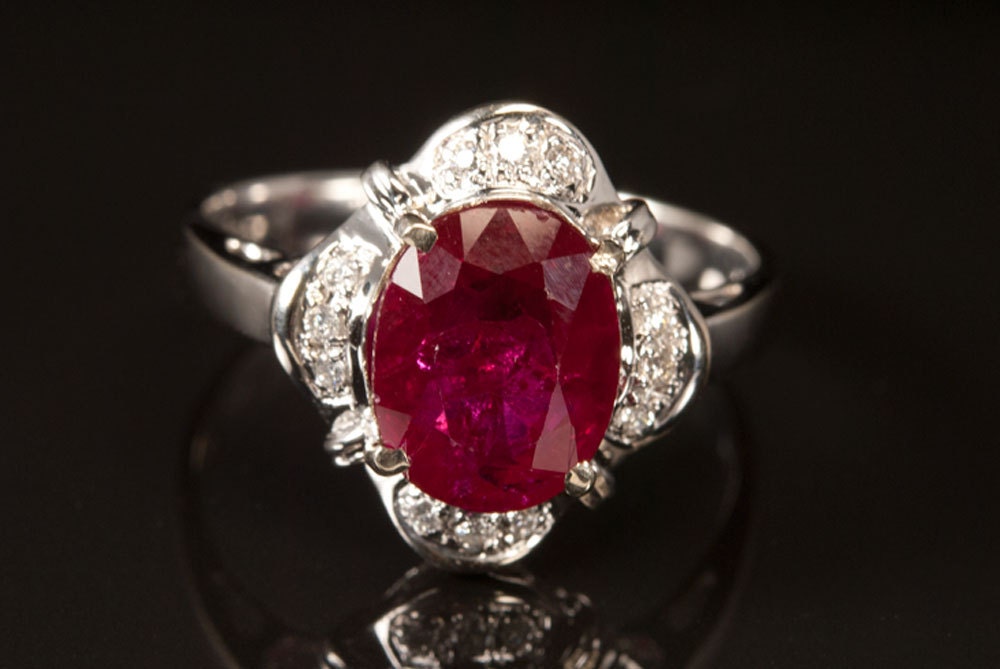 Ruby Diamond Ring Red Ruby Diamond Gold Ring. Gevani Jewelry. - Etsy