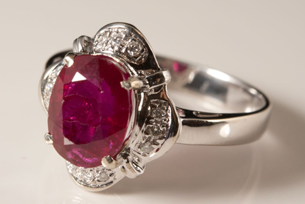 Ruby Diamond Ring Red Ruby Diamond Gold Ring. Gevani Jewelry. - Etsy