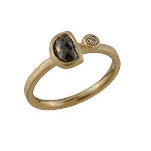 Moon Mocha Diamond, Mocha and White Diamond Ring, 14kt Yellow Gold Ring ...