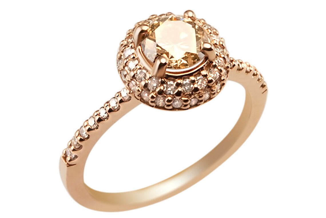 Champagne Diamond Engagement Ring - Etsy
