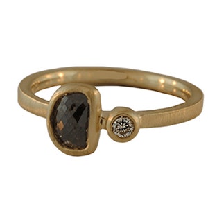 Moon Mocha Diamond, Mocha and White Diamond Ring, 14kt Yellow Gold Ring ...
