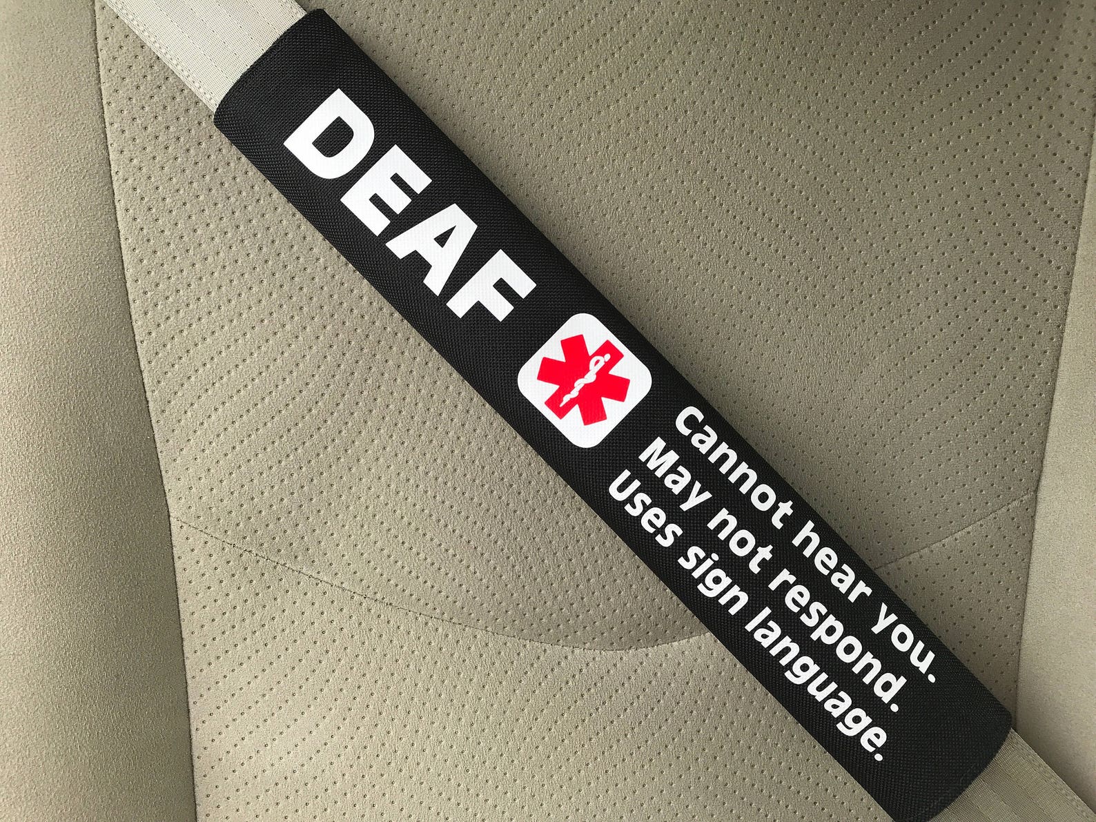 Deaf - Hearing Impaired - Sign Language - Seatbelt Cover - Medical ...