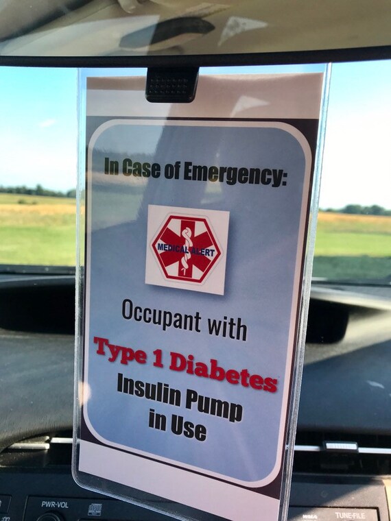 Type 1 Diabetic Insulin Pump Placard Double Sided Medical | Etsy