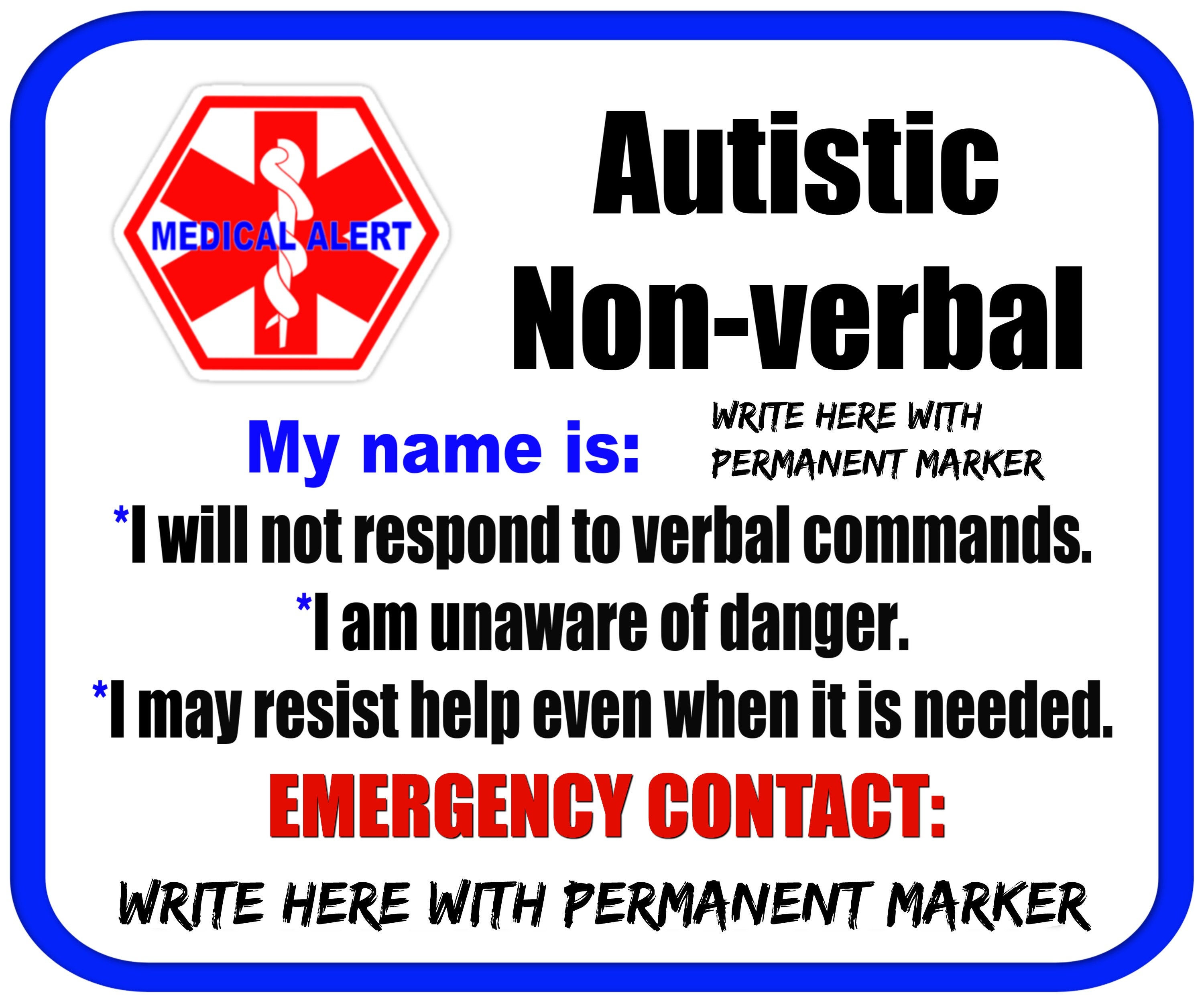 Autism Non-verbal Fabric Safety Patches - Personalize Yourself - Re ...
