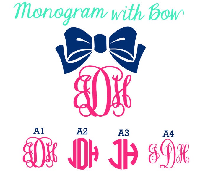Monogram With Bow Many Different Styles & Lots of Colors | Etsy