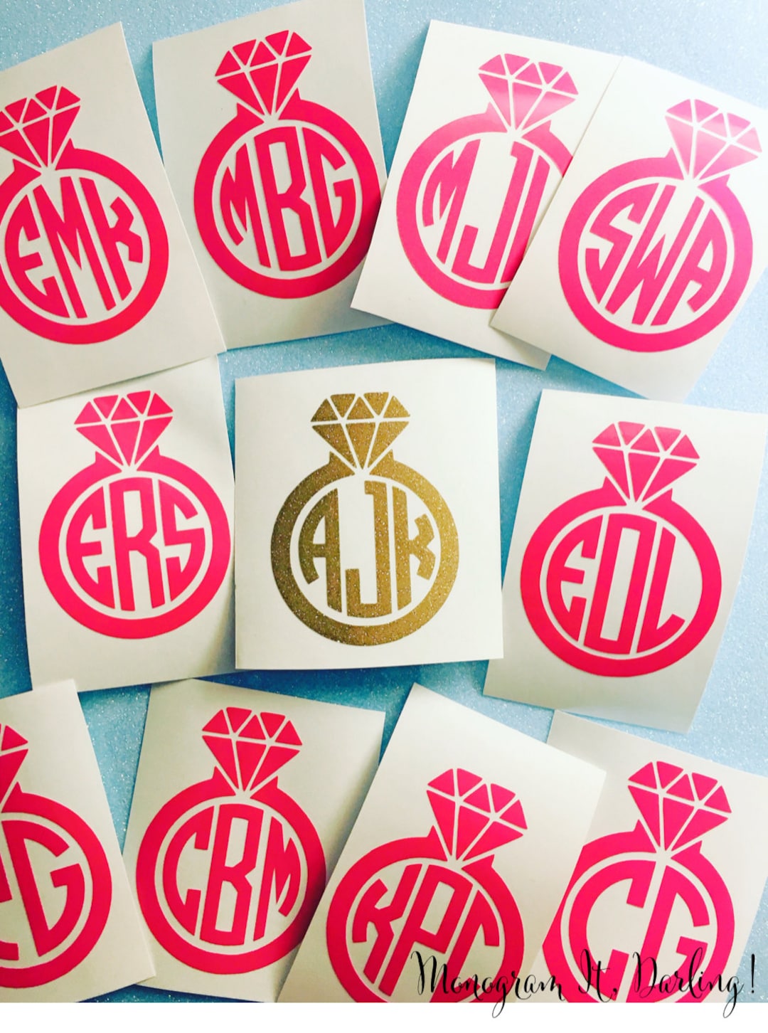 Wedding Monogram | Diamond Ring Monogram - Etsy