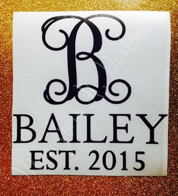Monogrammed Name Decals Cursive Custom Family Name Decal Monogram