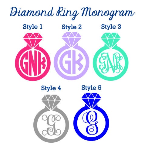 Wedding Monogram | Diamond Ring Monogram - Etsy