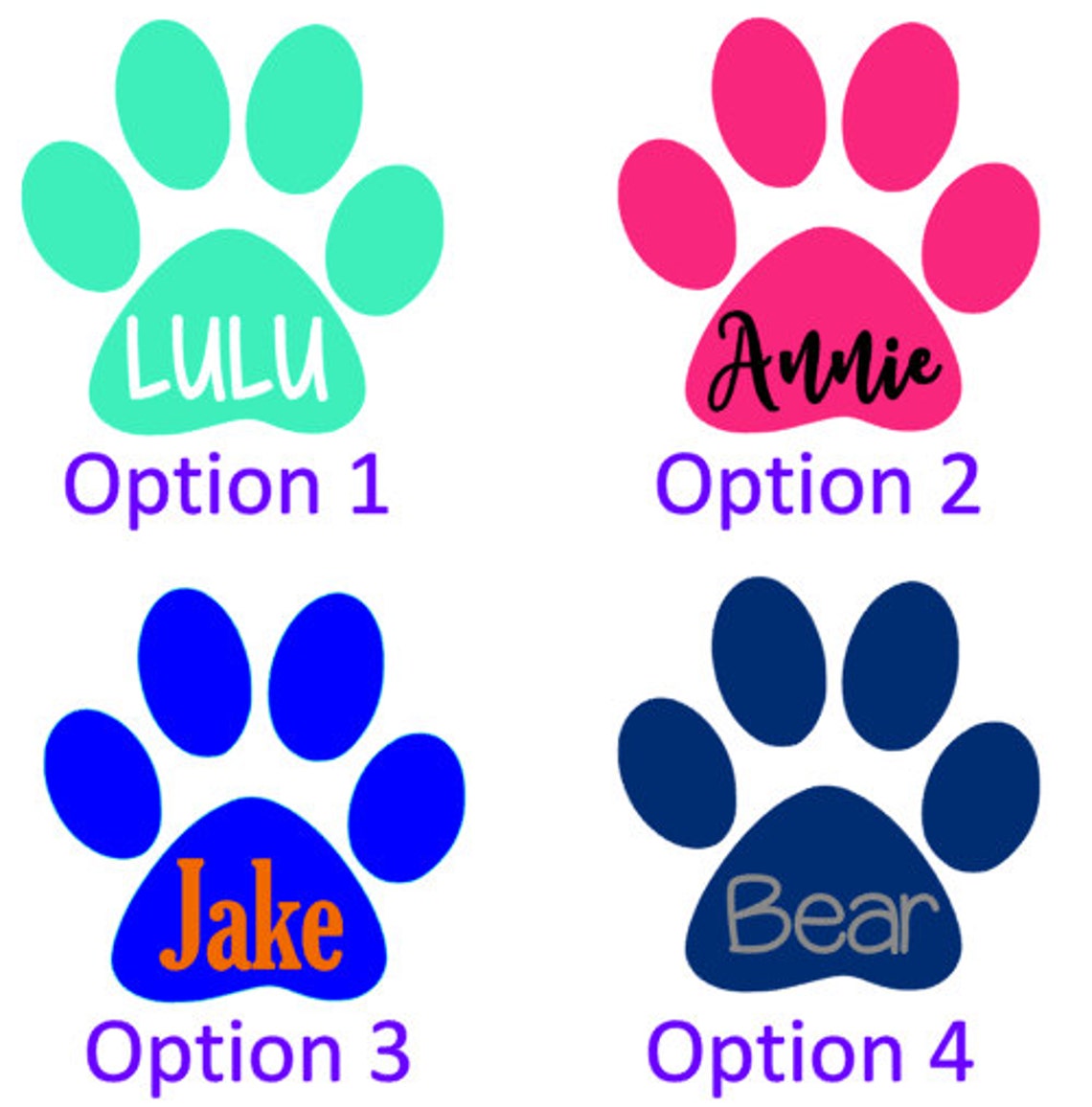 Pet Paw Print Name Decal | Etsy