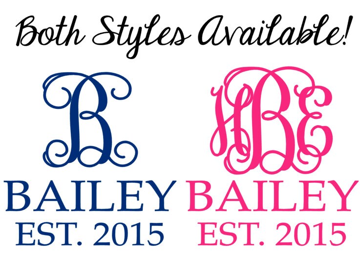 Last Name Decal Sticker with Monogram | Etsy