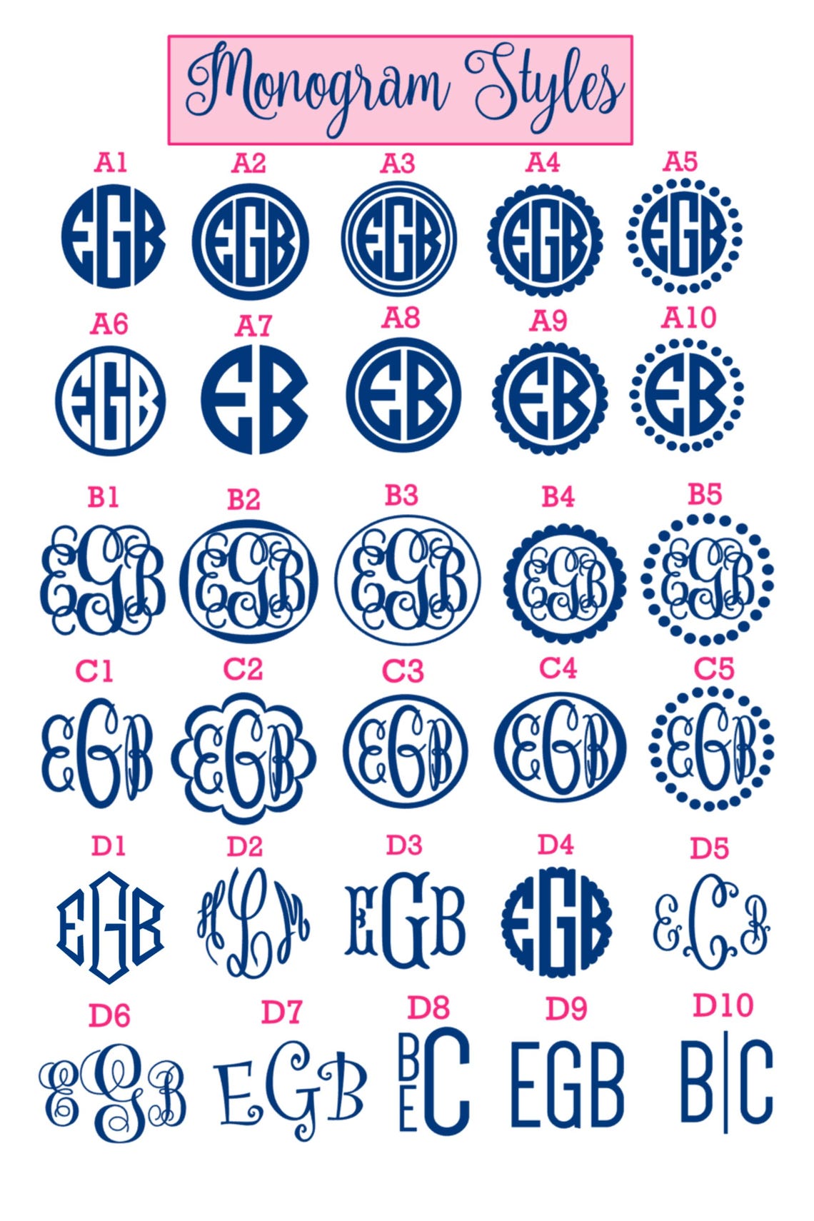 Monogram Decal for Car / Truck - 5.5 Inches - Many Styles and Sizes! - Etsy