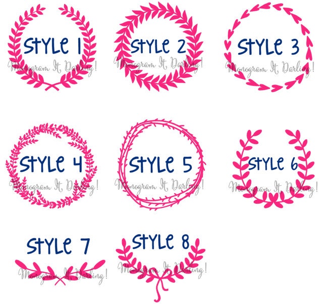 Gold Foil Monogram Laurel Wreath Monogram Decal Sticker | Etsy