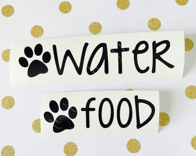 Food and Water Bowl Decals - Permanent and Washable Vinyl - Pet Decals ...
