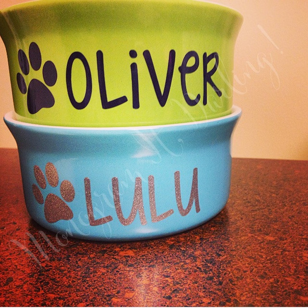 Personalized Dog Bowl Decal // Personalized Cat Bowl Decal // Dog Name ...