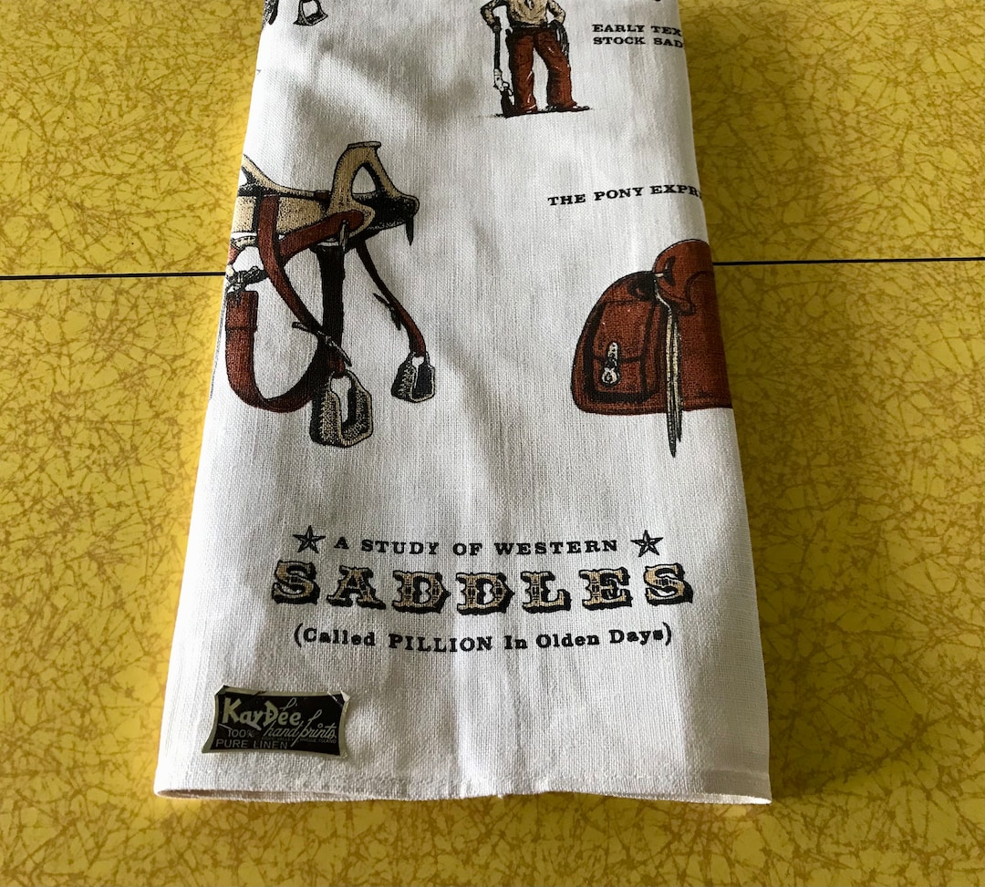 Saddle Up! Vintage Kay Dee Handprints Linen Kitchen Tea Towel - A Study ...