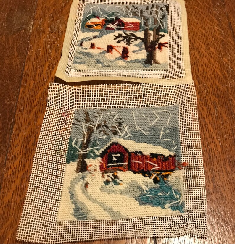 Winter Wonderland Vintage 2 Pc. 1970s Canvas Needlepoint - Etsy