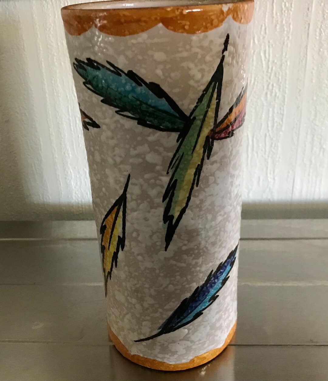 A Feather in Your Vase! Vintage Guildcraft Italy Vase Feather Mid ...
