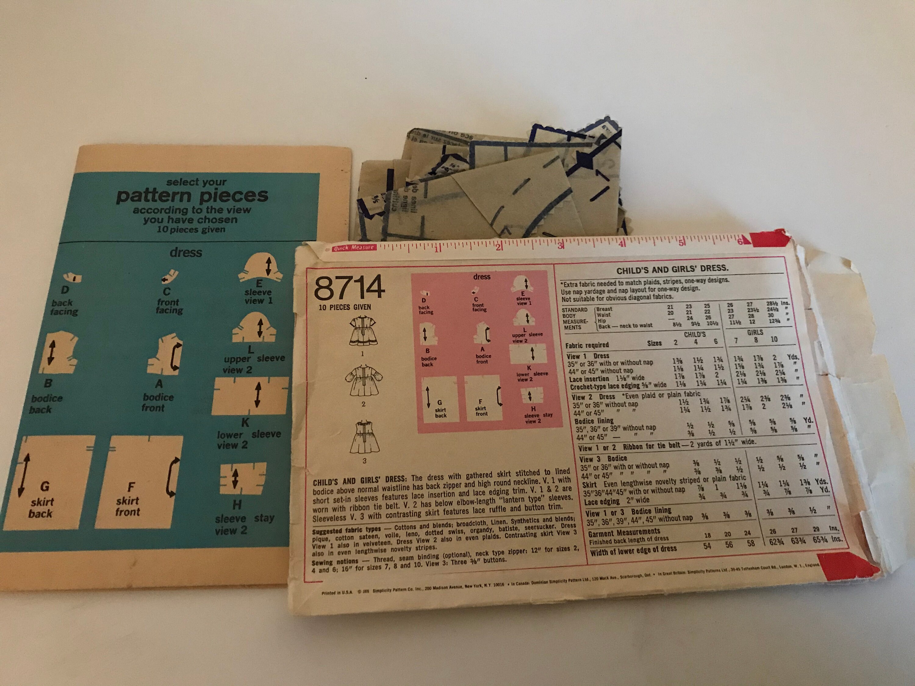 Vintage 1970s Simplicity 8714 Childs and Girls Dress Size - Etsy