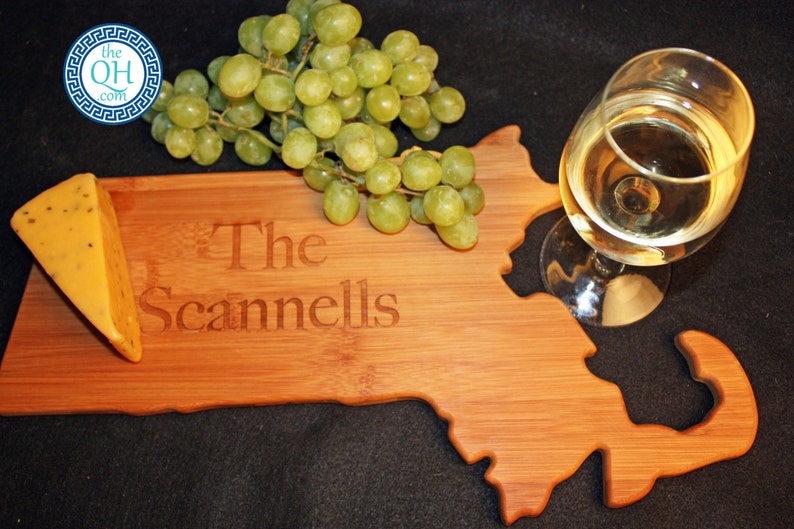 Massachusetts State Shaped Cutting Board Personalized Wedding - Etsy