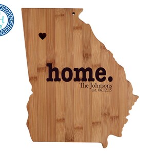 Georgia State Shaped Cutting Board Personalized Wedding Housewarming ...