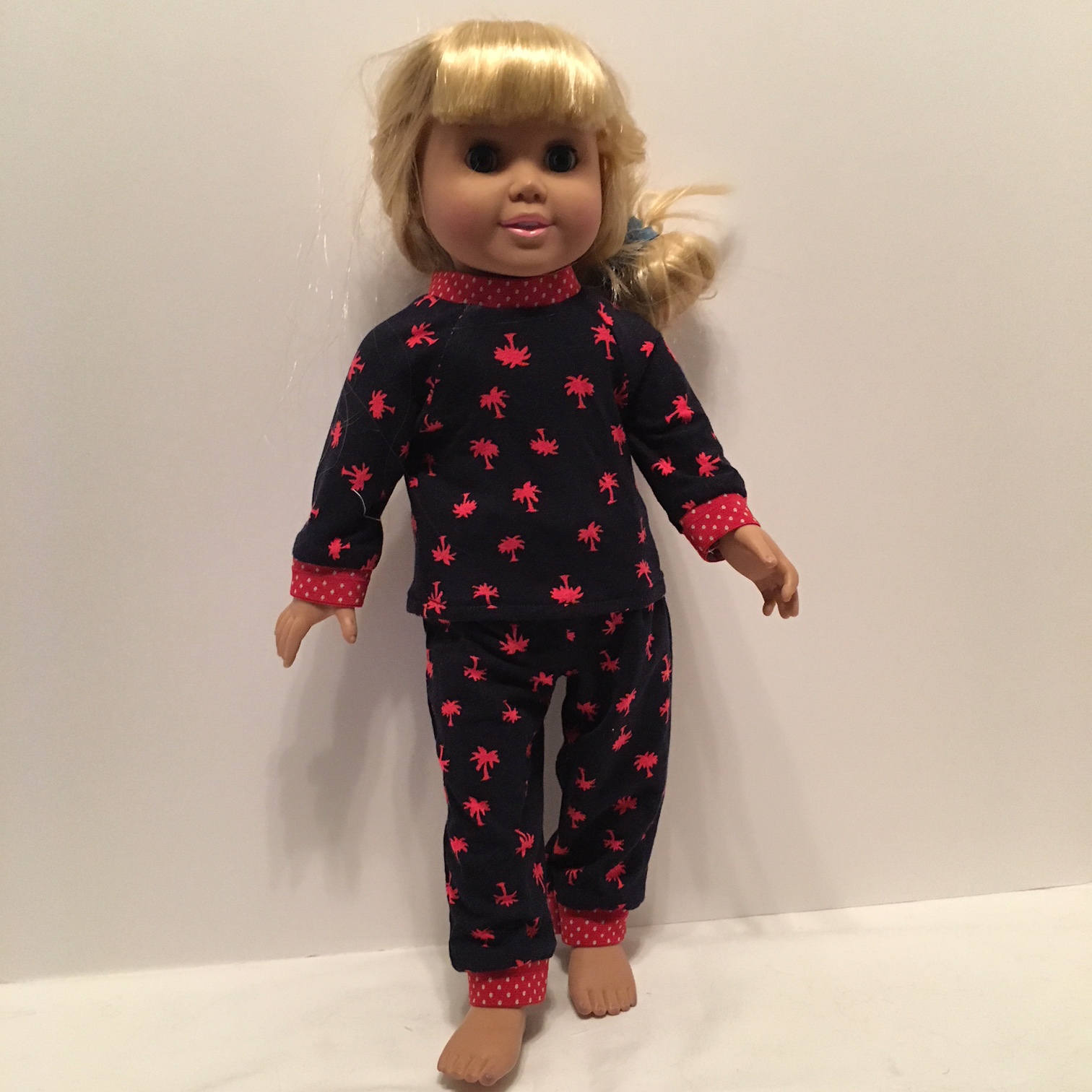 DN14 18 Doll Pyjama Outfit: Cozy Red Palm Tree Knit | Etsy