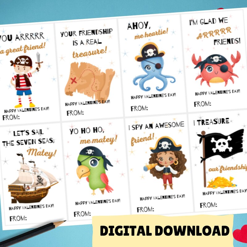 Pirate Class Valentine - Etsy