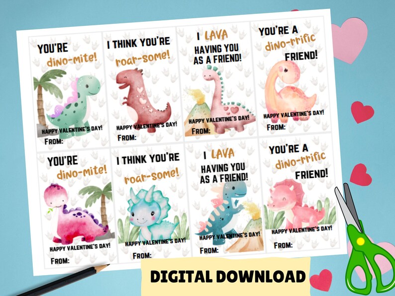 Dinosaur Valentine, Printable Class Valentines, Dinosaur Valentine From ...