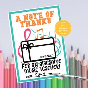 Music Teacher Gift Card Holder, Band Teacher Gift Card Holder, Teacher ...