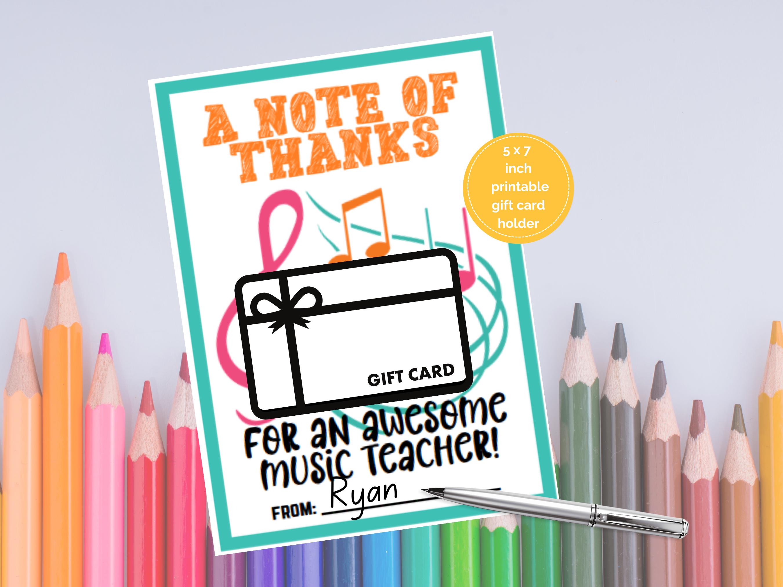 Music Teacher Gift Card Holder, Band Teacher Gift Card Holder, Teacher ...
