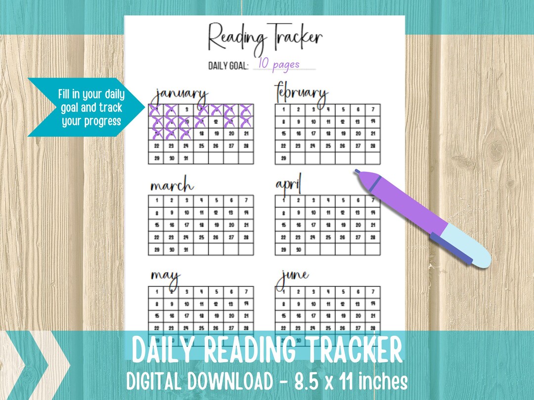 Printable Reading Tracker, Reading Log, Daily Reading Tracker, Monthly ...