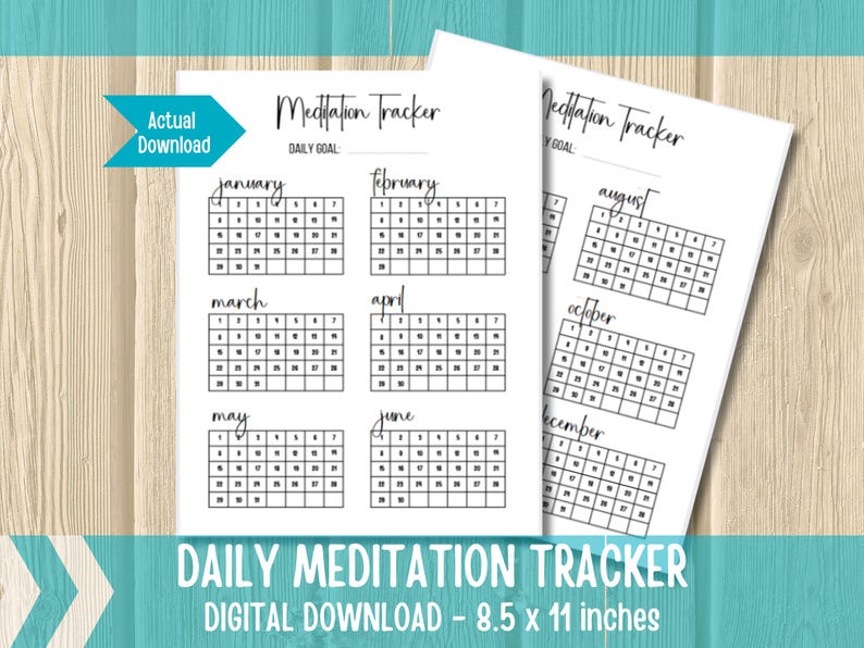 Printable Meditation Tracker, Daily Meditation Tracker, Monthly ...