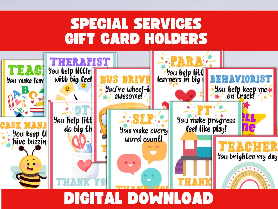 Digital Gift Card Design Thank You IEP Team BCBA SLP Gift Card Holder ...