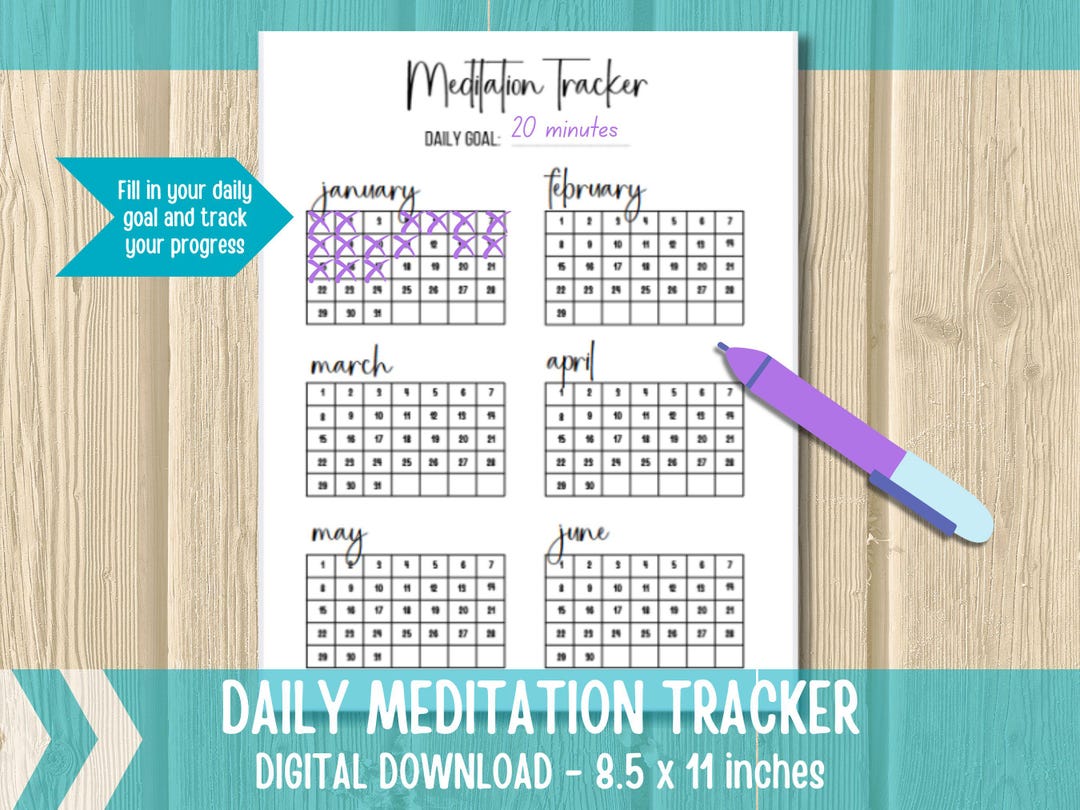 Printable Meditation Tracker, Daily Meditation Tracker, Monthly ...