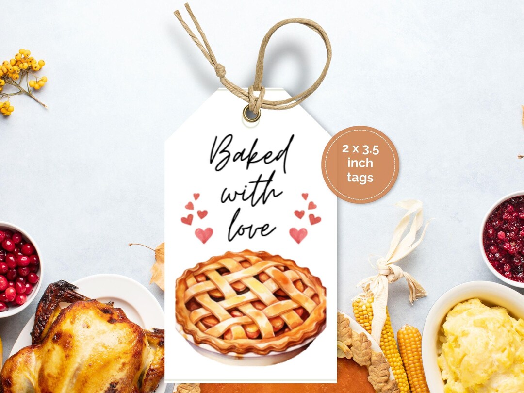 Baked With Love Tags, Tag for Pie, Baked Goods Gift Tag, Baked With ...