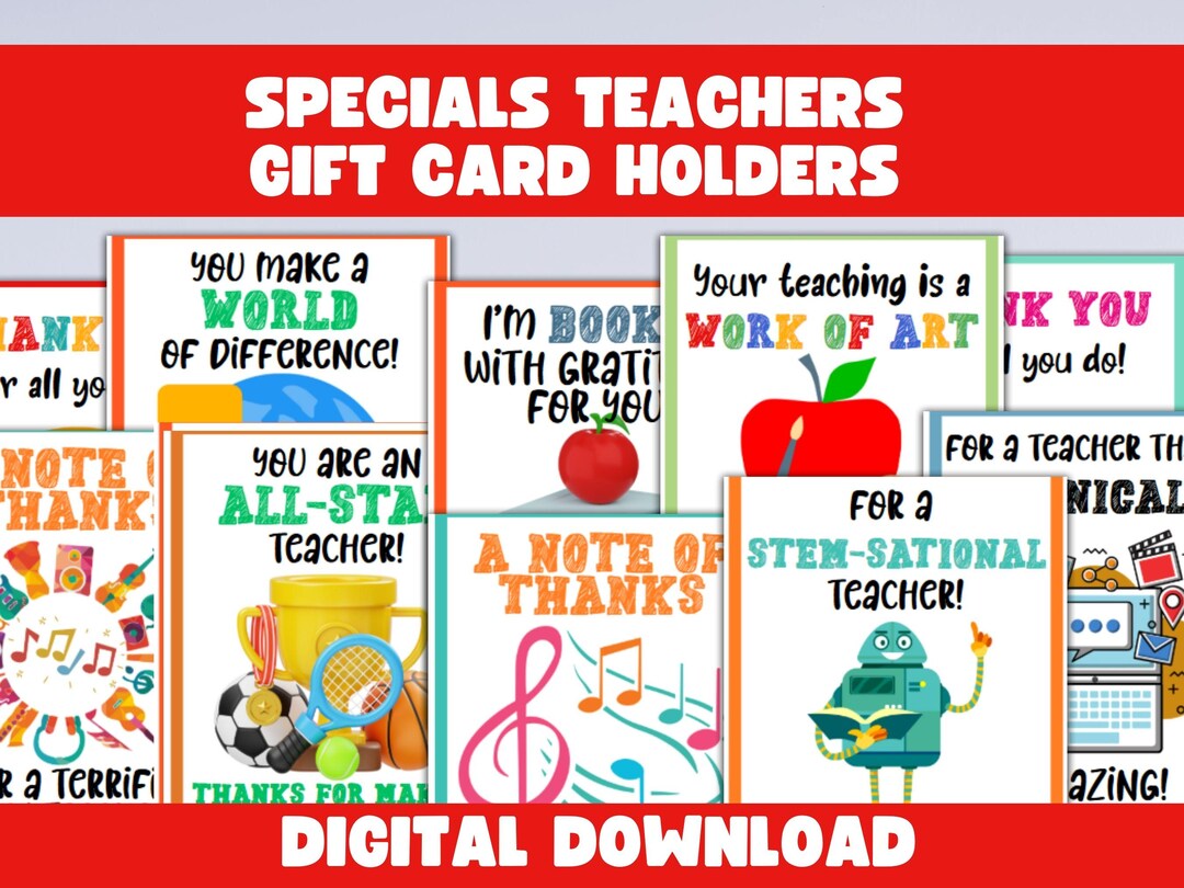 Printable Specials Teachers Gift Card Holder Holiday Gift for Teacher ...